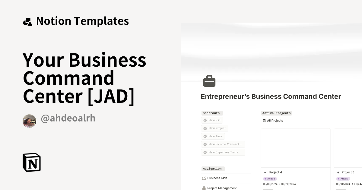 Your Business Command Center [JAD] Template | Notion Marketplace