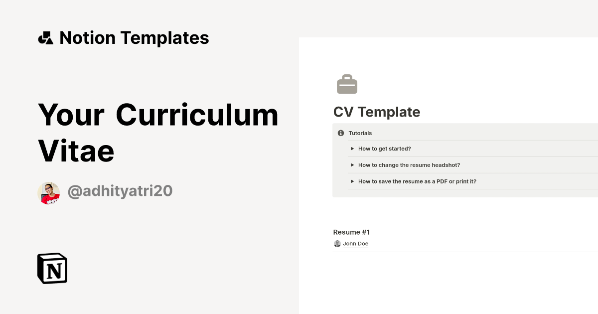 Your Curriculum Vitae Template | Notion Marketplace