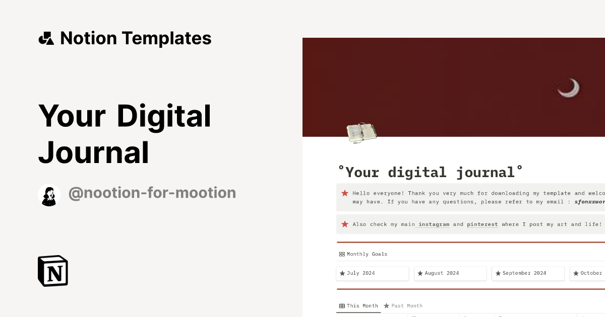 Your Digital Journal Template by |template treasure| | Notion Marketplace