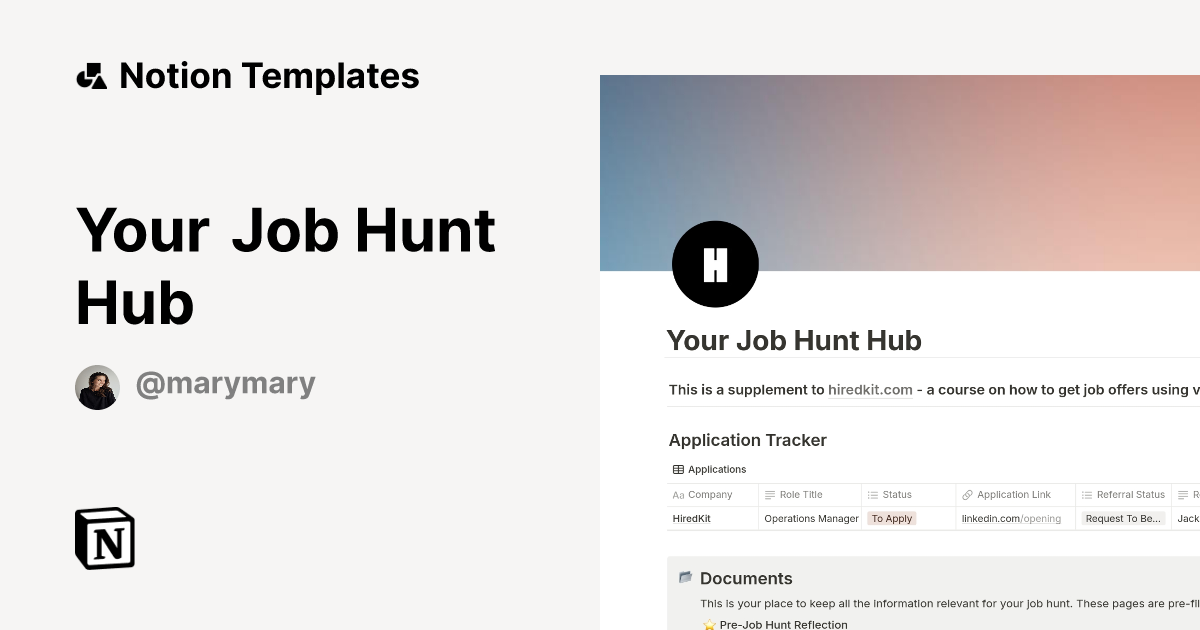 Your Job Hunt Hub Template | Notion Marketplace