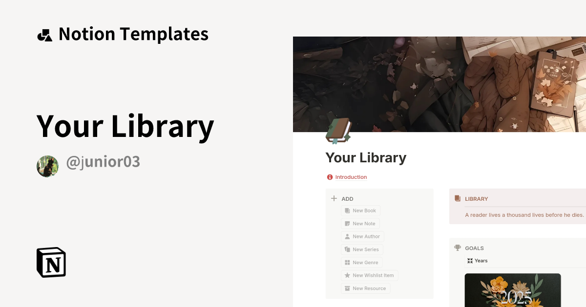 Your Library Template by Yun | Notion Marketplace