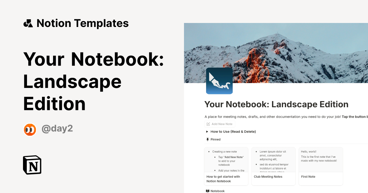 Your Notebook: Landscape Edition Template | Notion Marketplace