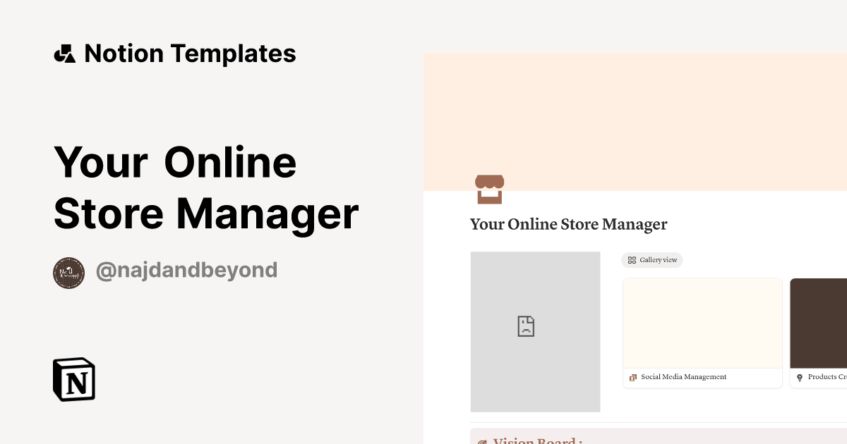 Your Online Store Manager Template by Najd & Beyond | Notion Marketplace