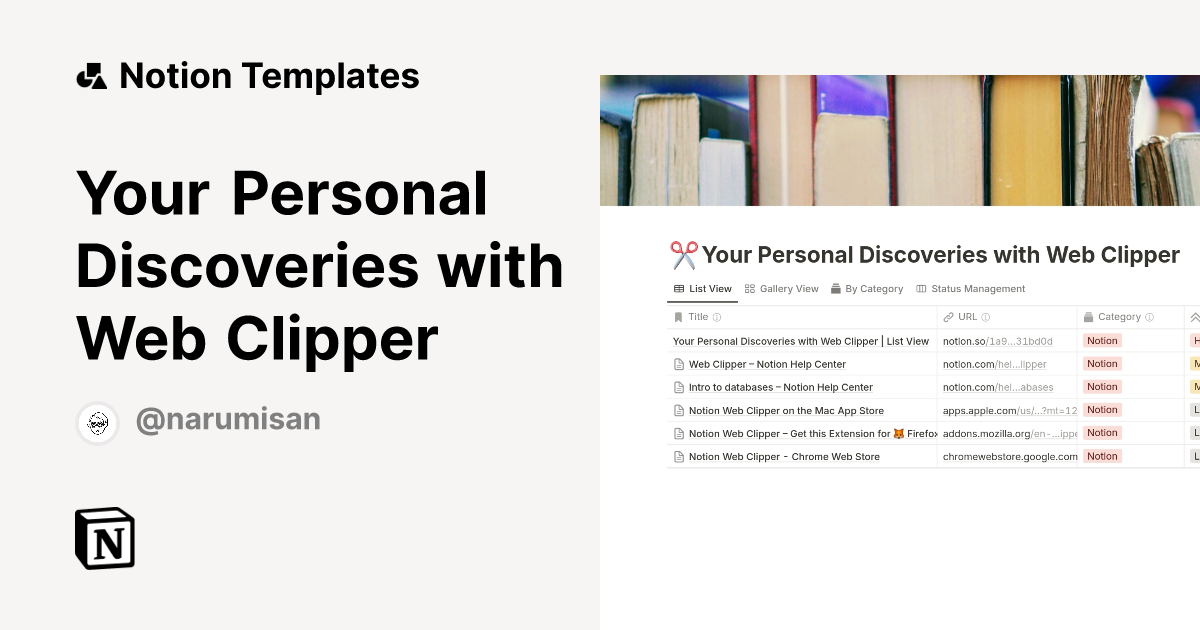 Your Personal Discoveries with Web Clipper Template | Notion Marketplace