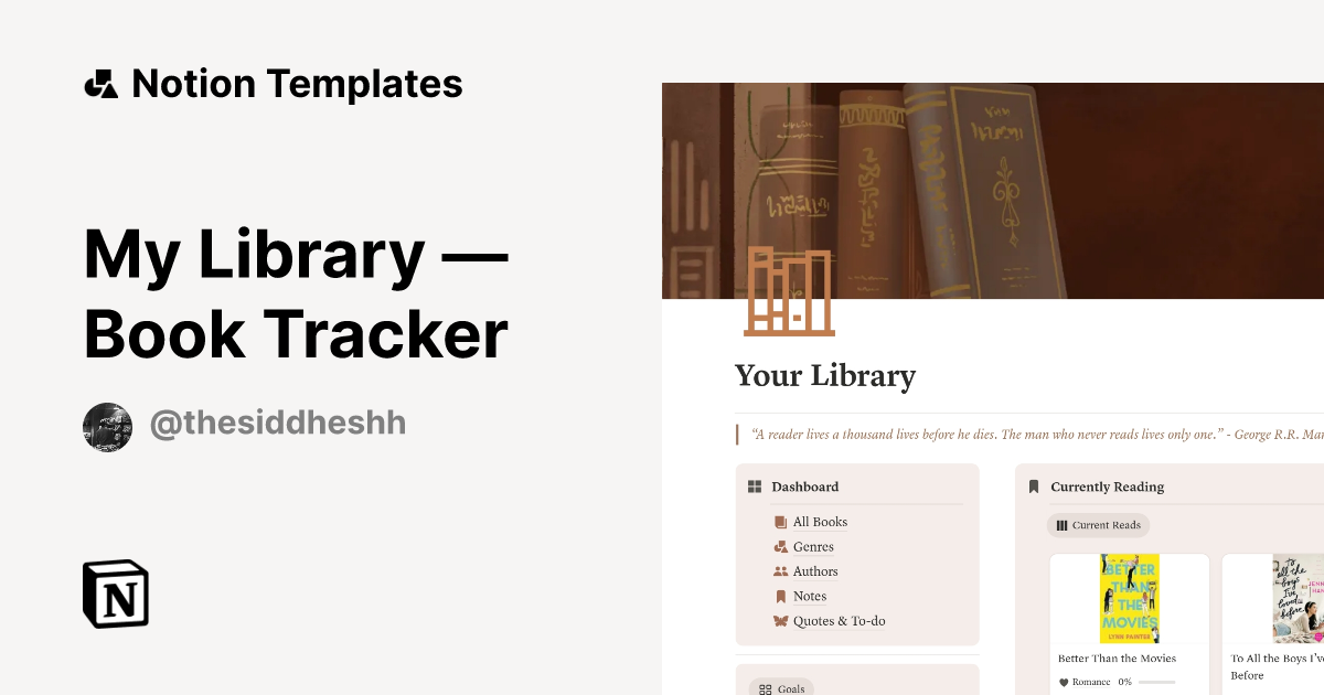My Library — Book Tracker Template by siddh | Notion Marketplace