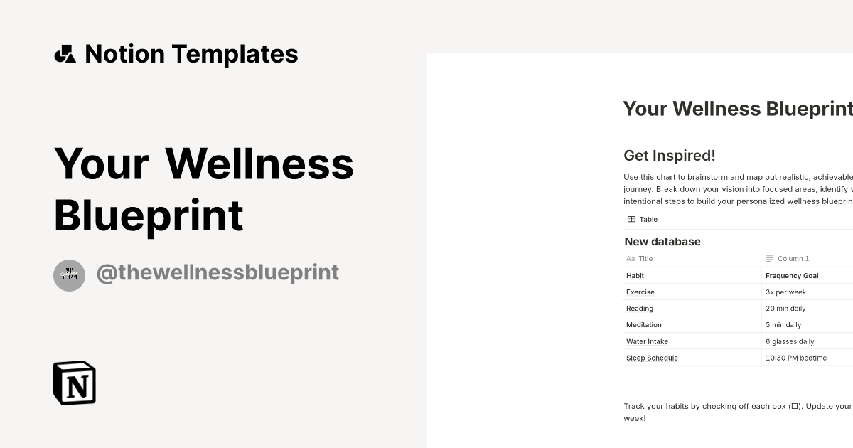 Your Wellness Blueprint Template by The Wellness Blueprint | Notion ...
