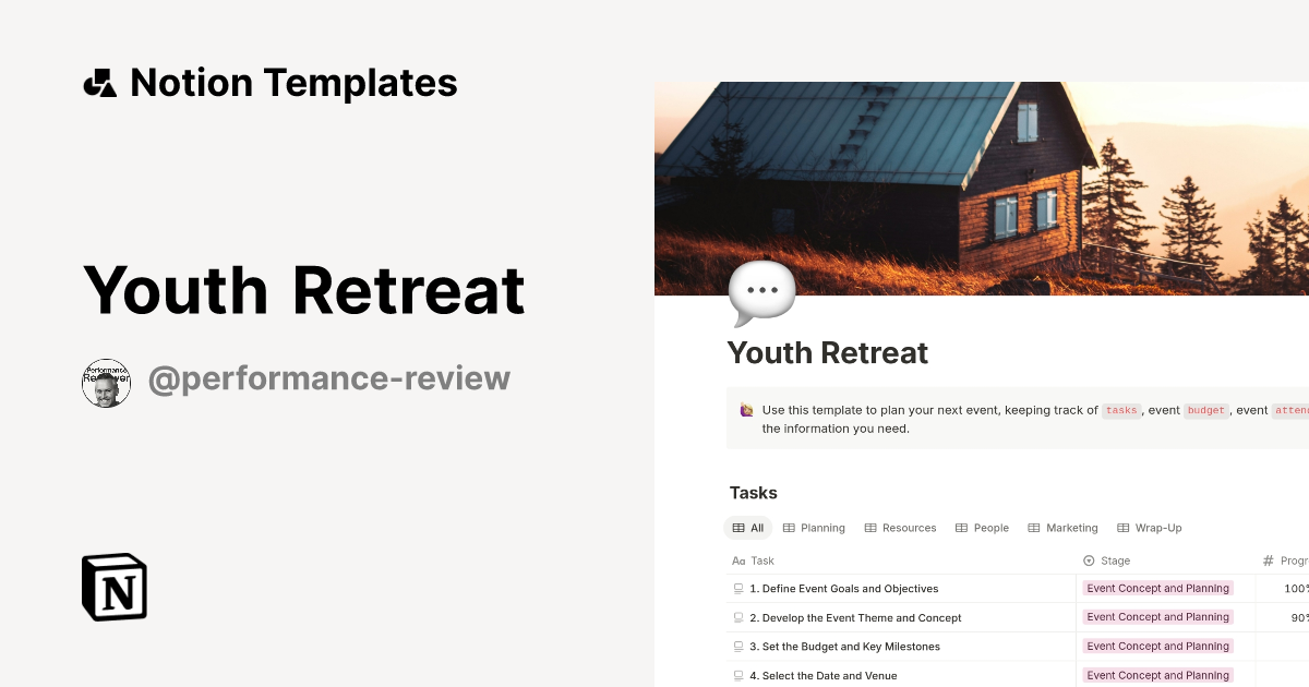 Youth Retreat Template | Notion Marketplace