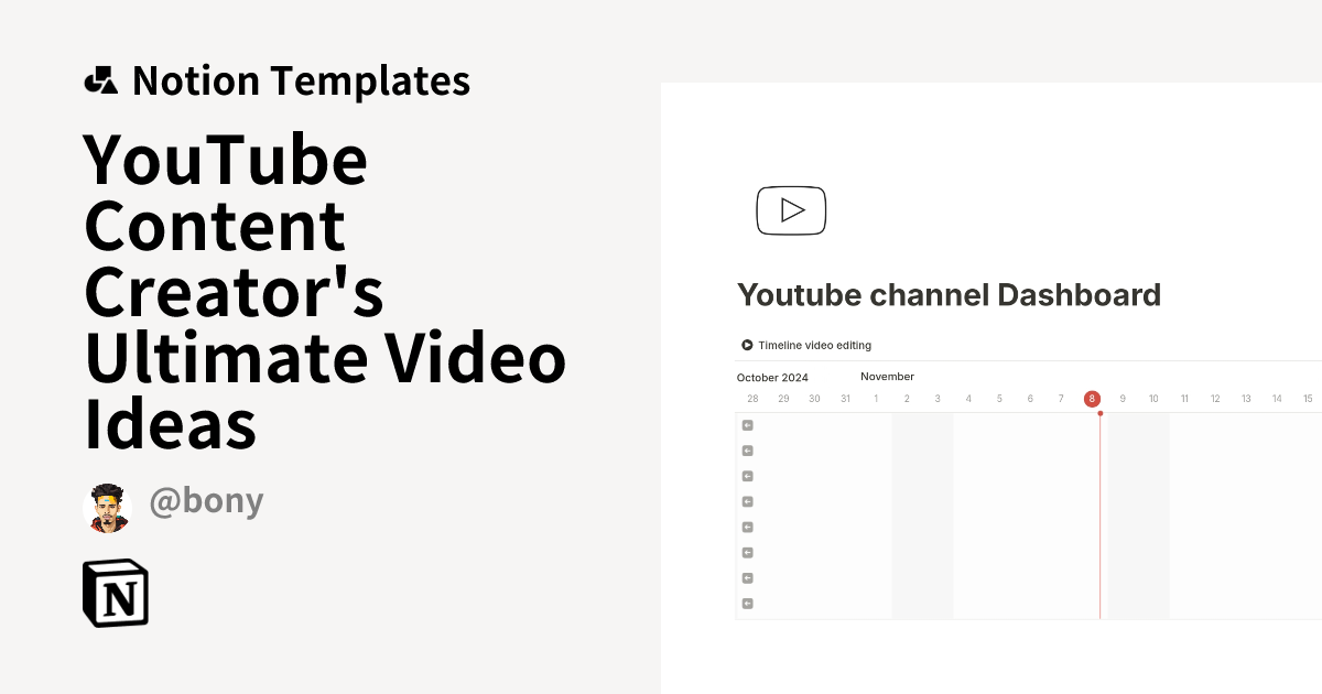 YouTube Content Creator's Ultimate Video Ideas Template by Bony ...