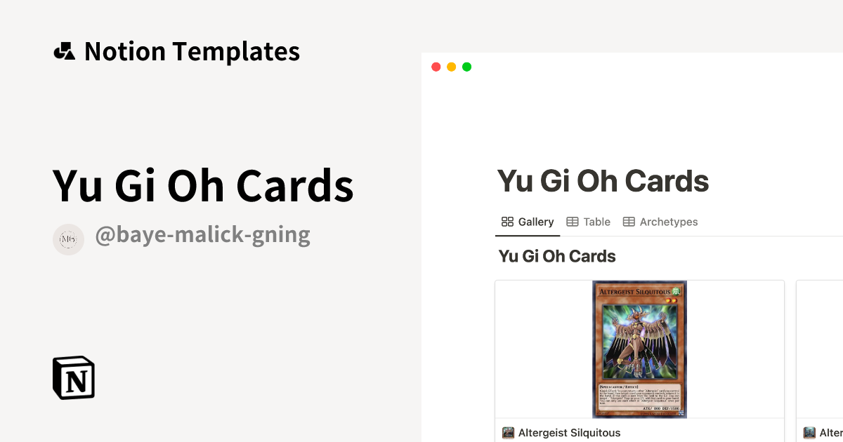 Yu Gi Oh Cards Template | Notion Marketplace