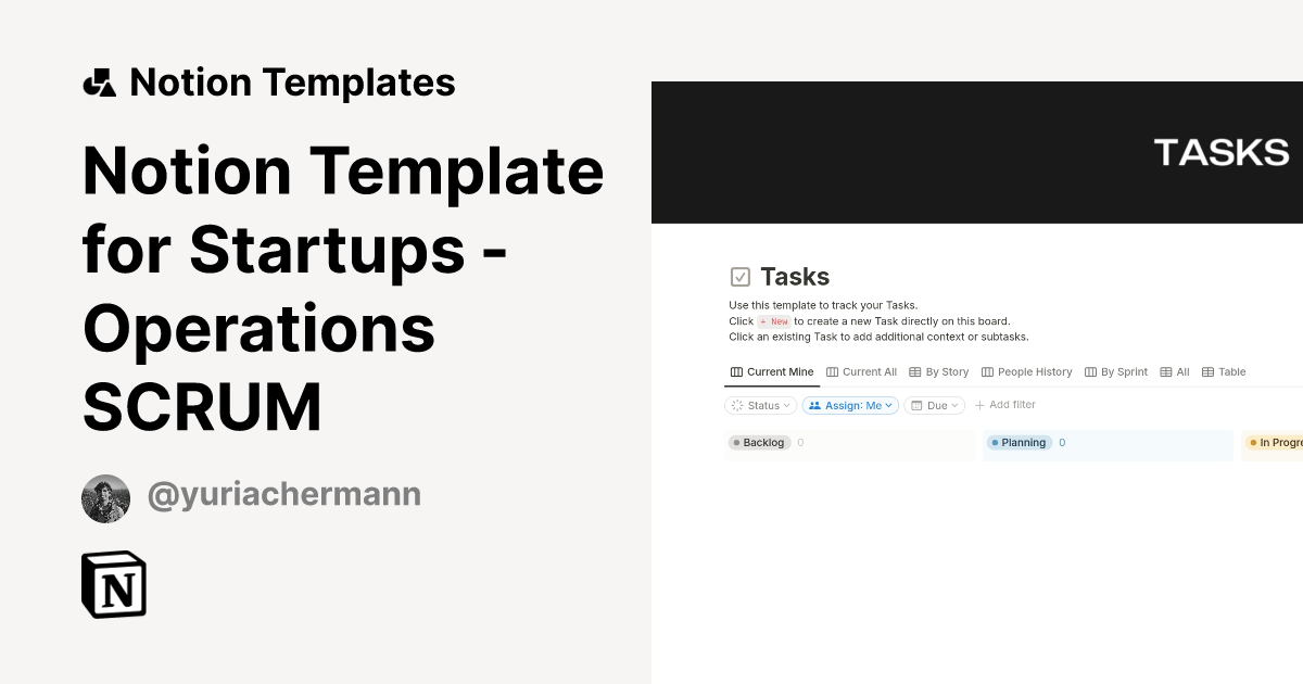 Notion Template for Startups - Operations SCRUM Template | Notion Marketplace