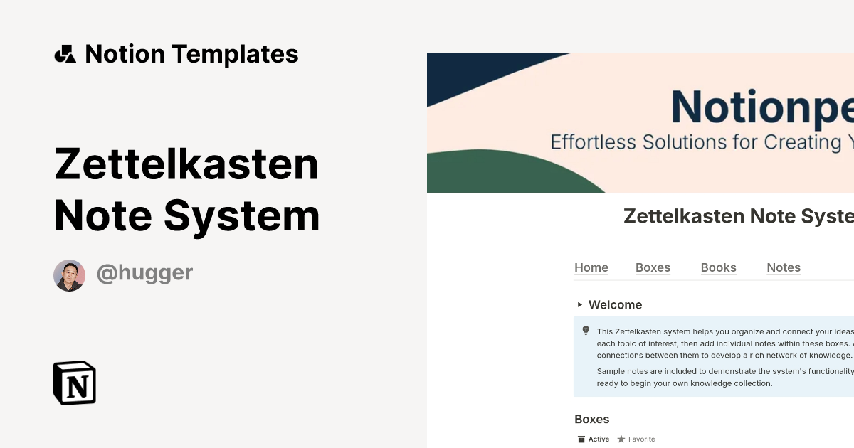 Zettelkasten Note System Template | Notion Marketplace