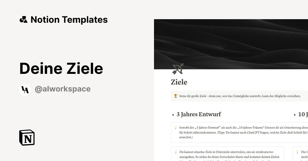 Deine Ziele Template by AL's Workspace | Notion Marketplace