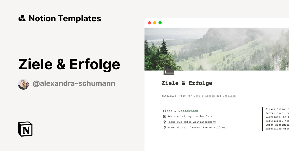 Ziele & Erfolge Template by Alexandra Schumann | Notion Marketplace