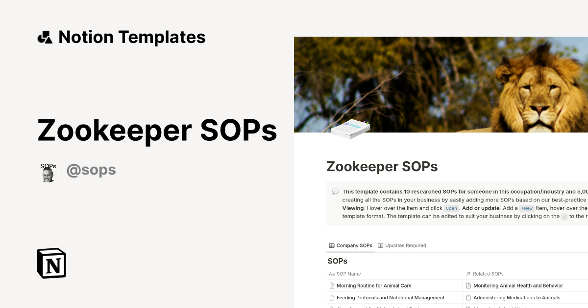 Zookeeper SOPs Template | Notion Marketplace