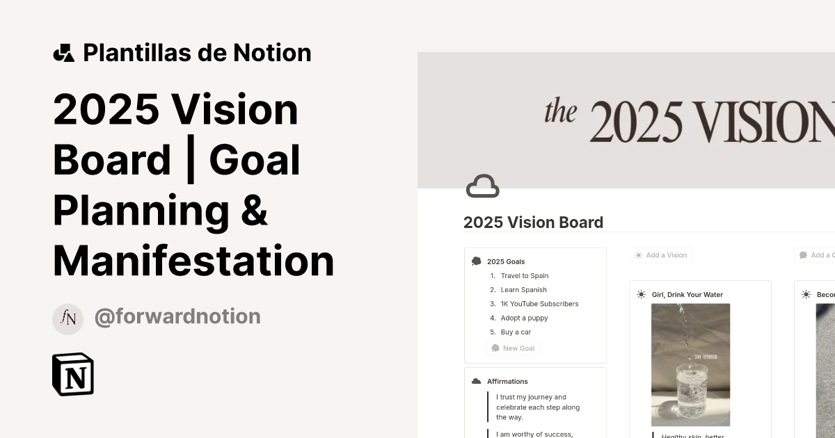 Plantilla 2025 Vision Board | Goal Planning & Manifestation | Notion ...