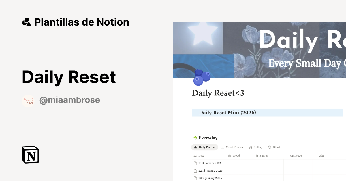 Plantilla Daily Reset | Notion Marketplace