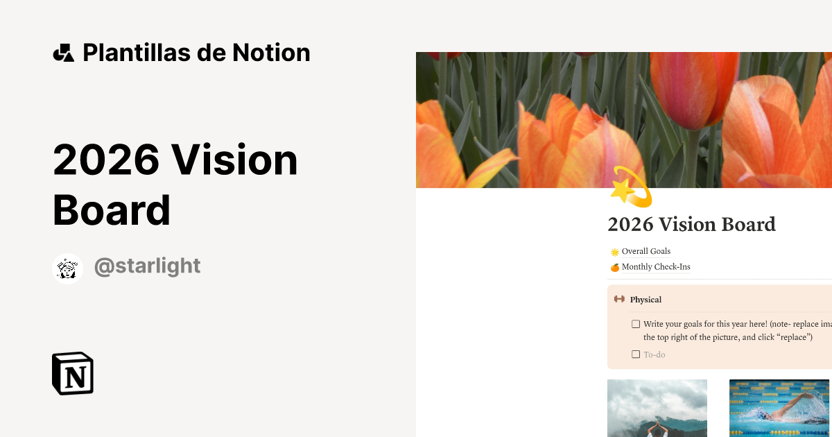 Plantilla 2026 Vision Board de Sanvi | Notion Marketplace