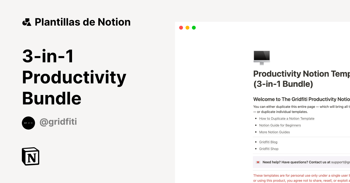 Plantilla 3-in-1 Productivity Bundle | Notion Marketplace