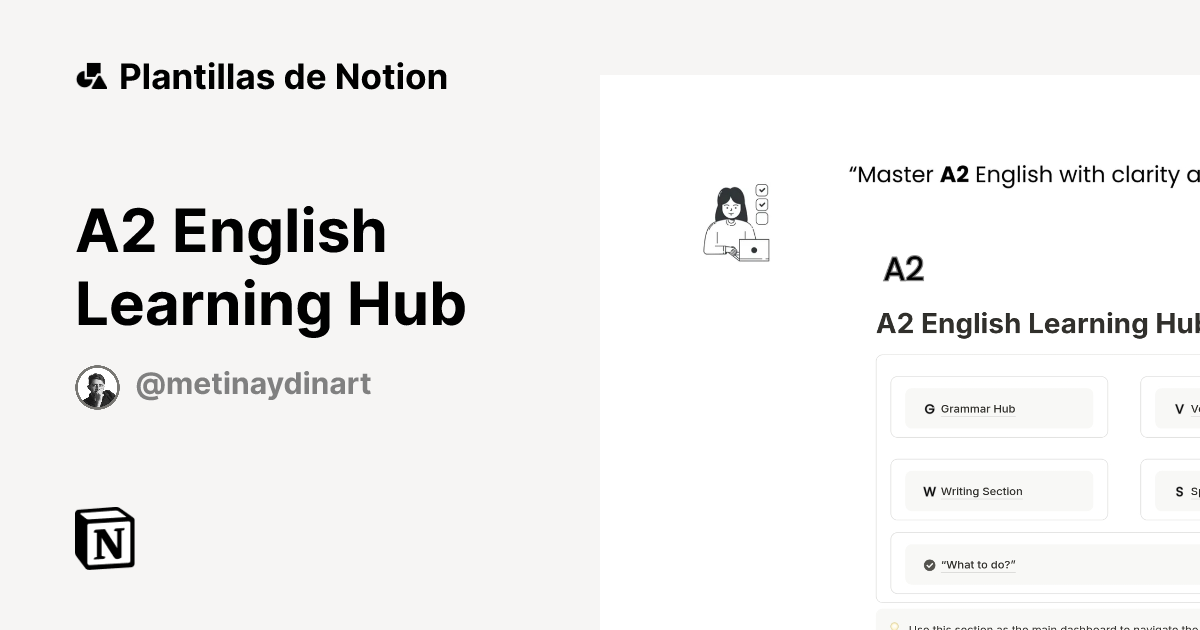 Plantilla A2 English Learning Hub | Notion Marketplace