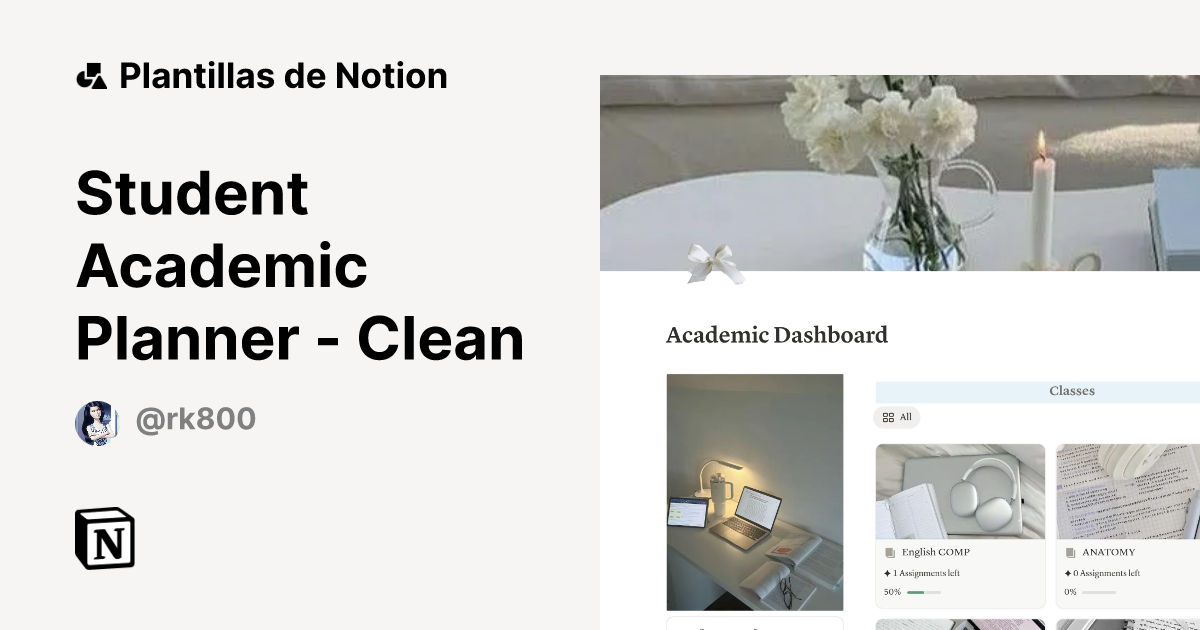Plantilla Student Academic Planner - Clean | Notion Marketplace