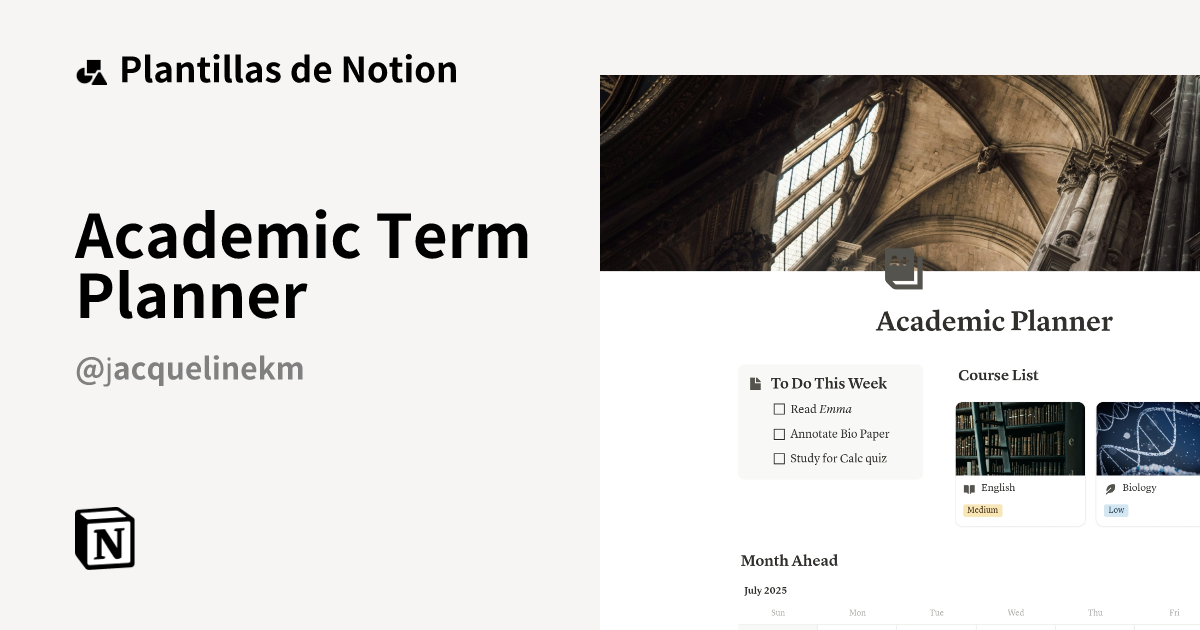 Plantilla Academic Term Planner de jacqueline keiko | Notion Marketplace