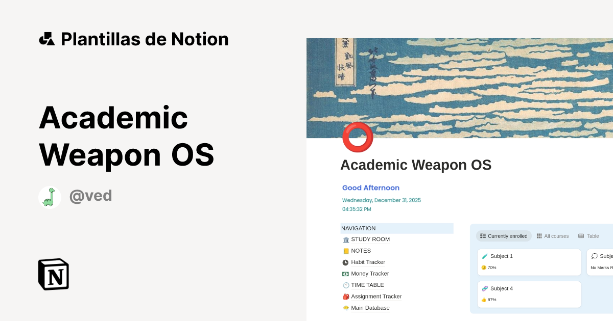 Plantilla Academic Weapon OS de VED | Notion Marketplace