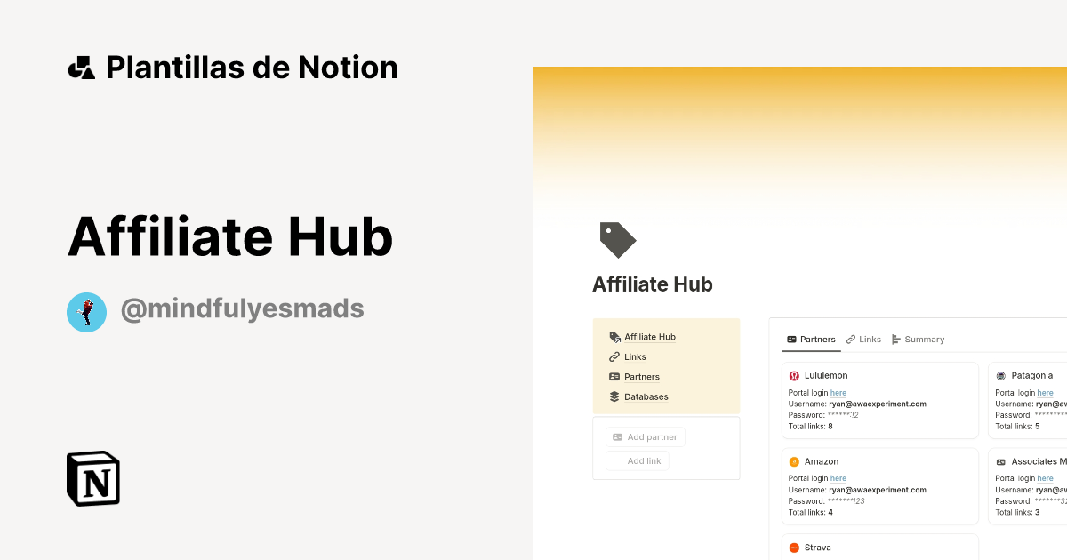 Plantilla Affiliate Hub | Notion Marketplace