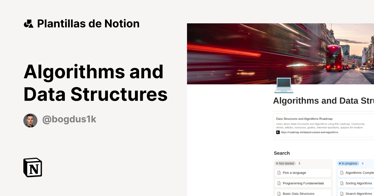 Plantilla Algorithms and Data Structures | Notion Marketplace