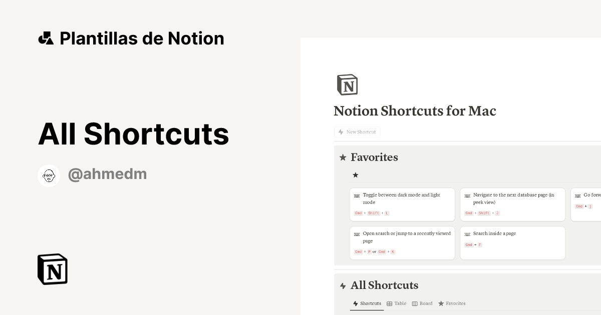 Plantilla All Shortcuts | Notion Marketplace