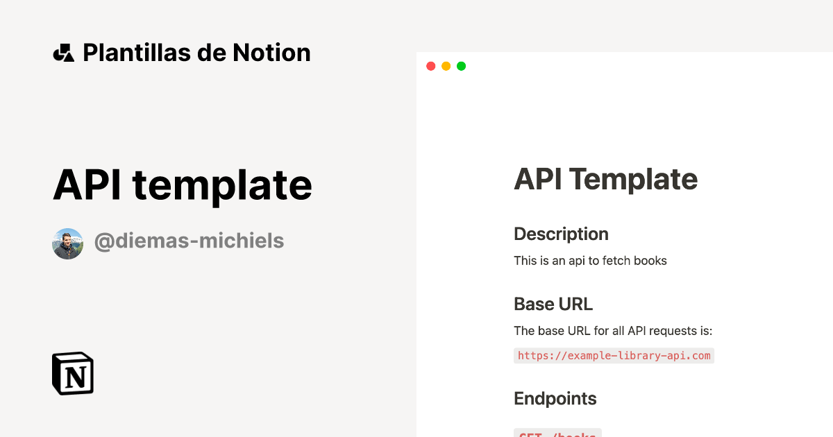 Plantilla API template | Notion Marketplace