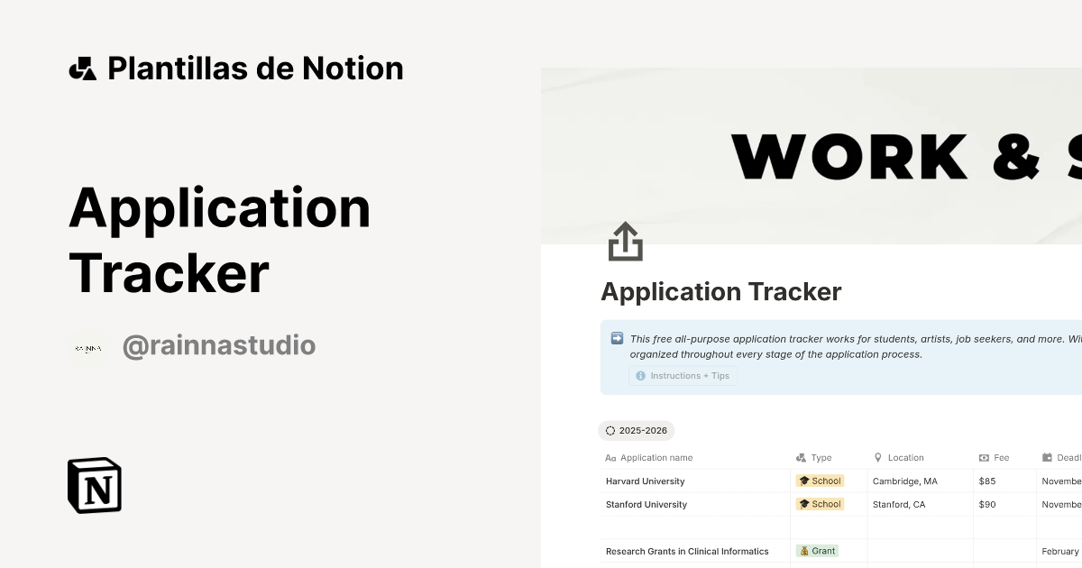 Plantilla Application Tracker | Notion Marketplace