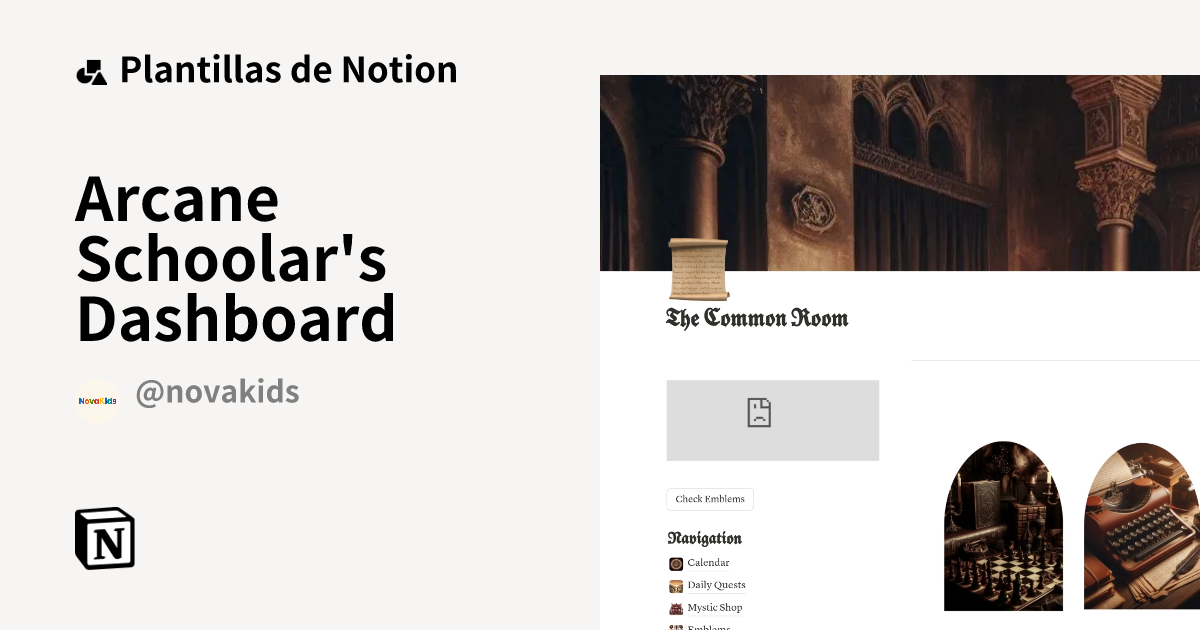 Plantilla Arcane Schoolar's Dashboard de Nova | Notion Marketplace