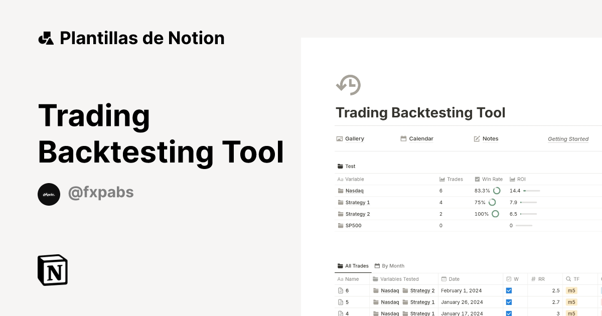 Plantilla Trading Backtesting Tool | Notion Marketplace