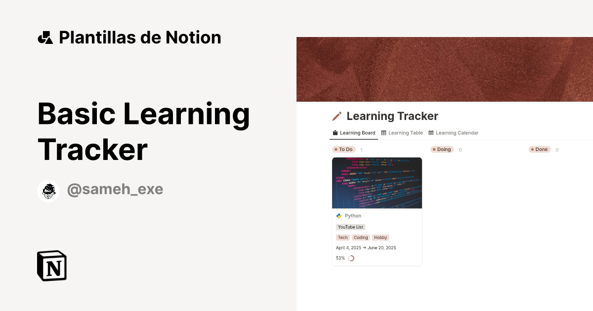 Plantilla Basic Learning Tracker | Notion Marketplace
