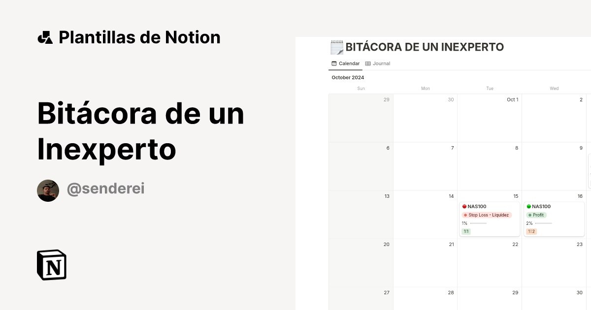 Plantilla Bitácora de un Inexperto | Notion Marketplace