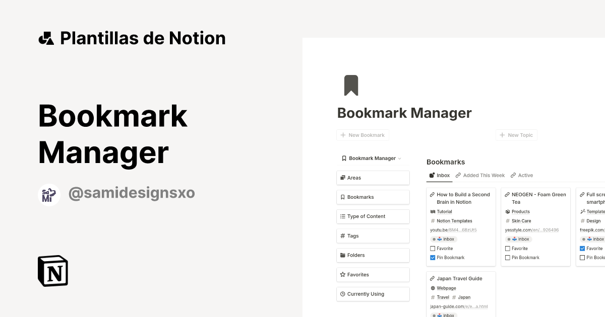 Plantilla Bookmark Manager | Notion Marketplace