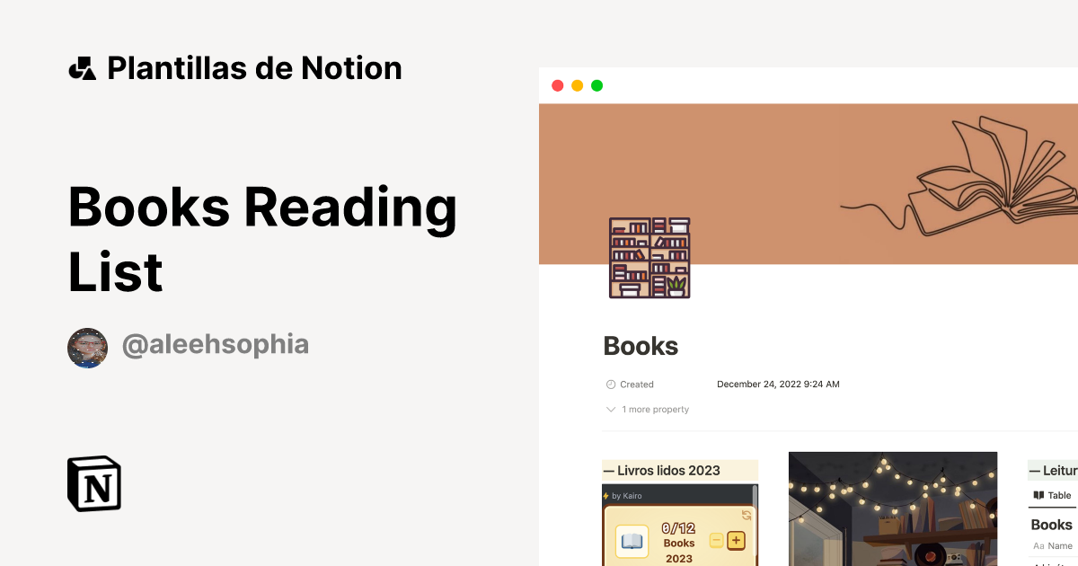 Plantilla Books Reading List | Notion Marketplace