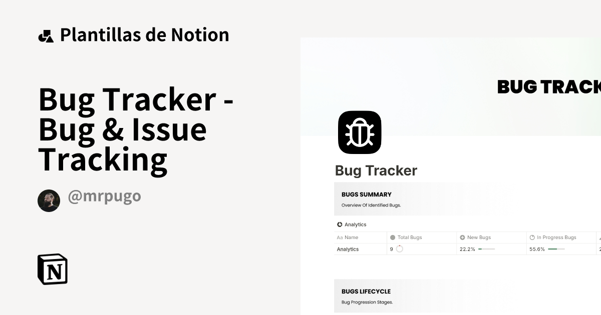 Plantilla Bug Tracker - Bug & Issue Tracking | Notion Marketplace