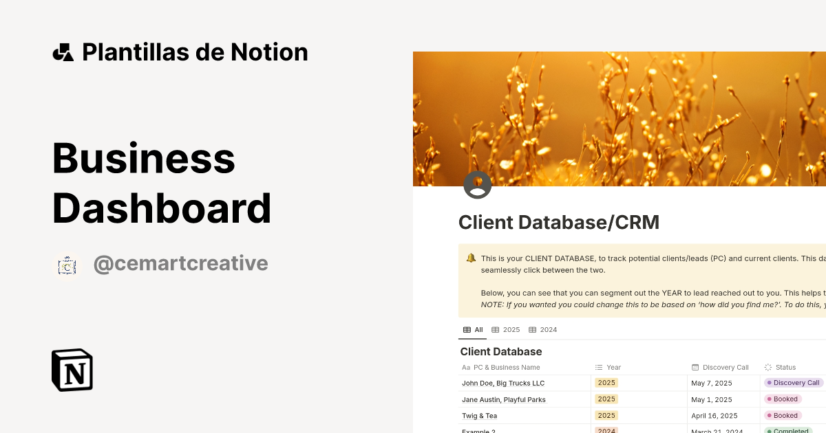 Plantilla Business Dashboard | Notion Marketplace