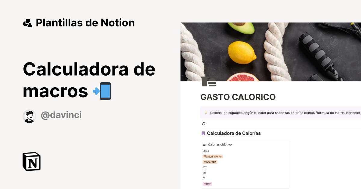 Plantilla Calculadora de macros 📲 | Notion Marketplace