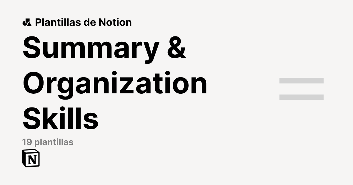 Plantillas gratuitas de Notion: Summary & Organization Skills | Notion ...