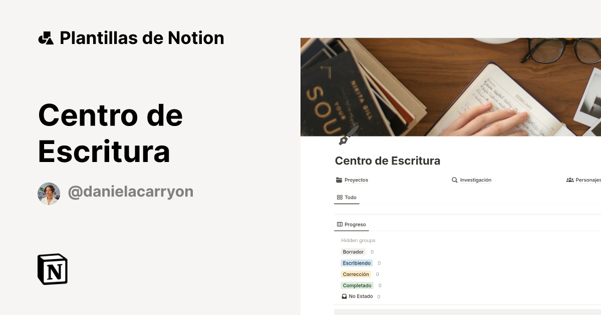 Plantilla Centro de Escritura de Daniela Carrión | Notion Marketplace