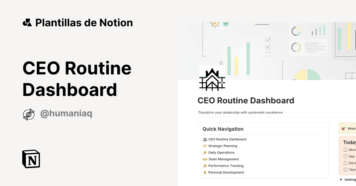 Plantilla CEO Routine Dashboard | Notion Marketplace