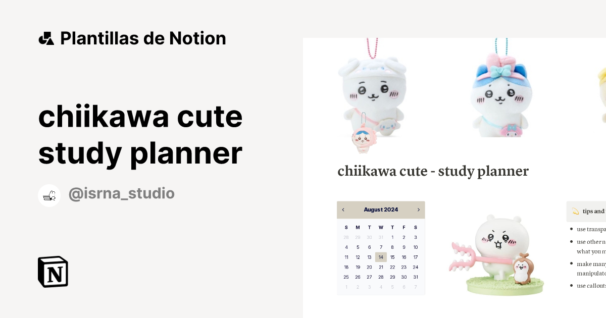 Plantilla chiikawa cute study planner | Notion Marketplace