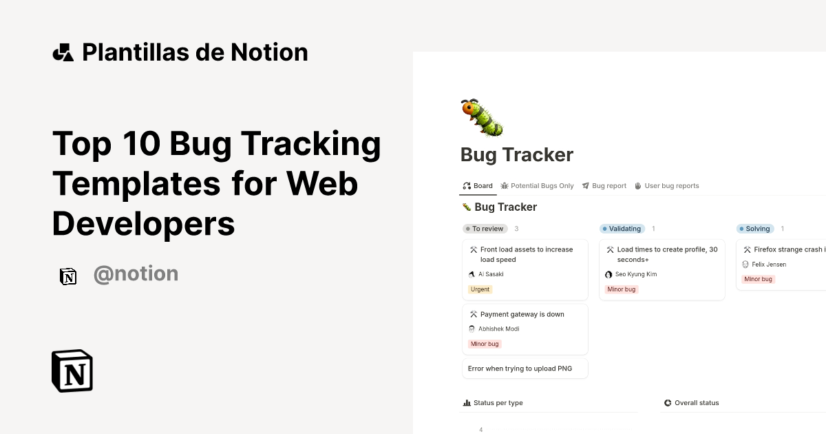 Top 10 Bug Tracking Templates for Web Developers | Plantillas de Notion ...