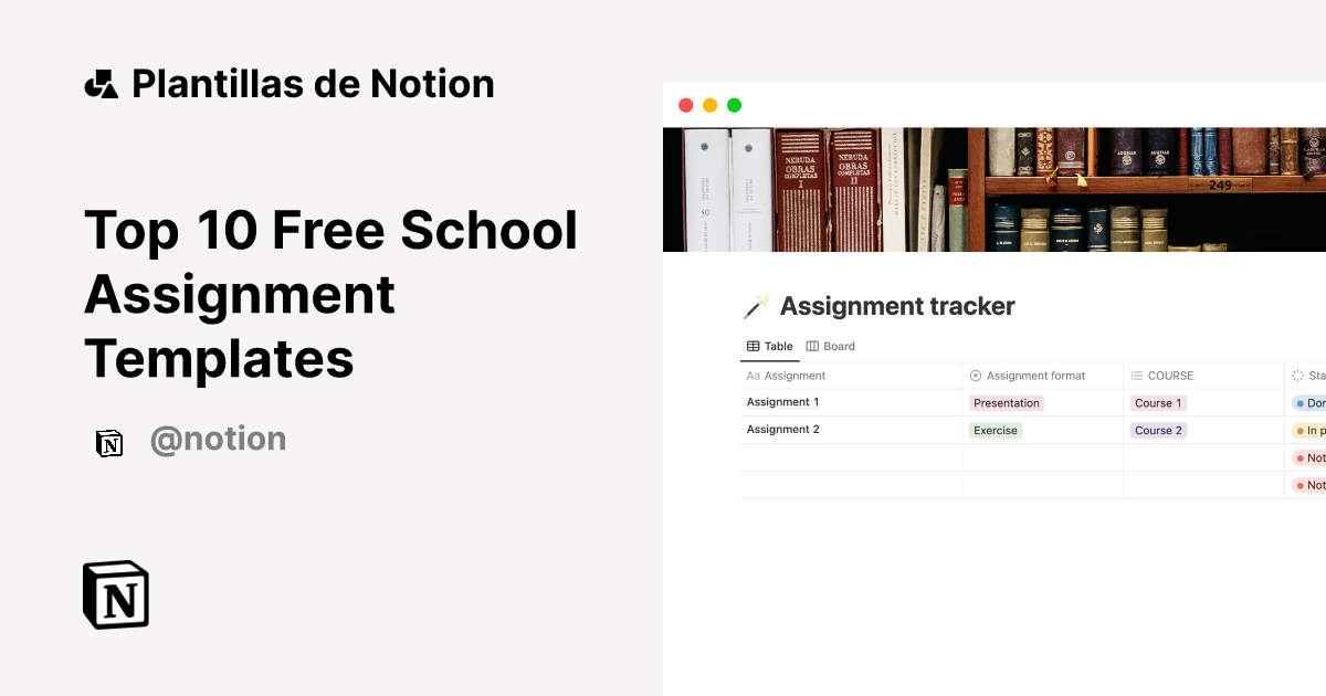 Top 10 Free School Assignment Templates | Plantillas de Notion Marketplace