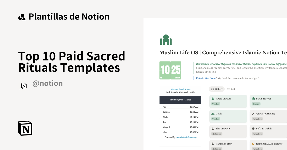 Top 10 Paid Sacred Rituals Templates | Plantillas de Notion Marketplace