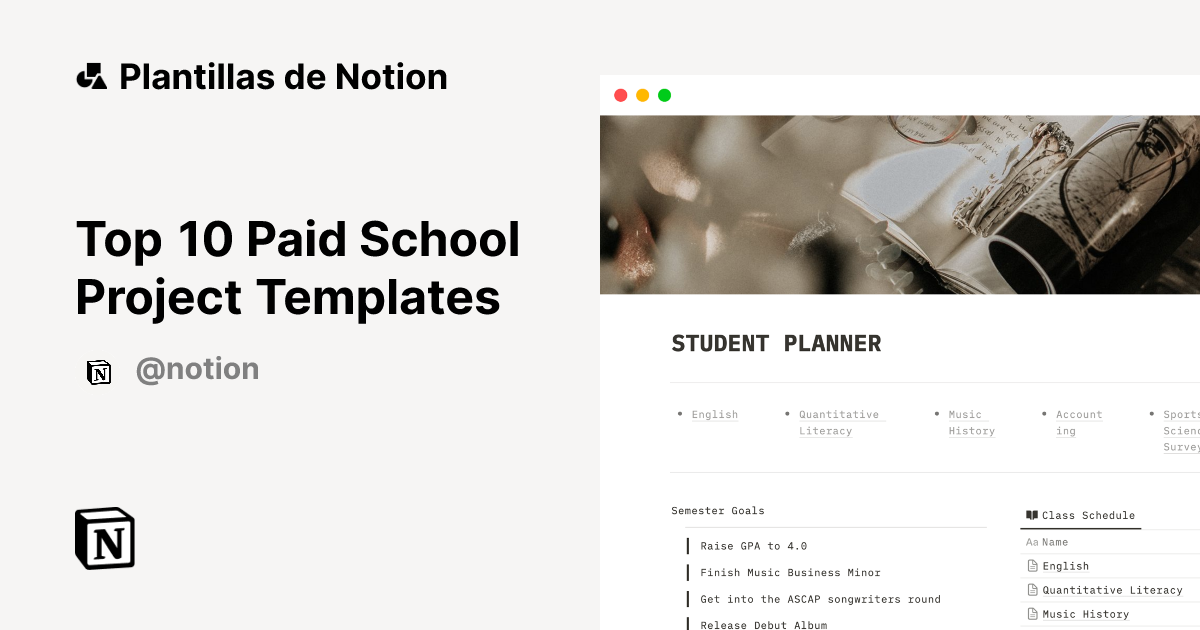Top 10 Paid School Project Templates | Plantillas de Notion Marketplace