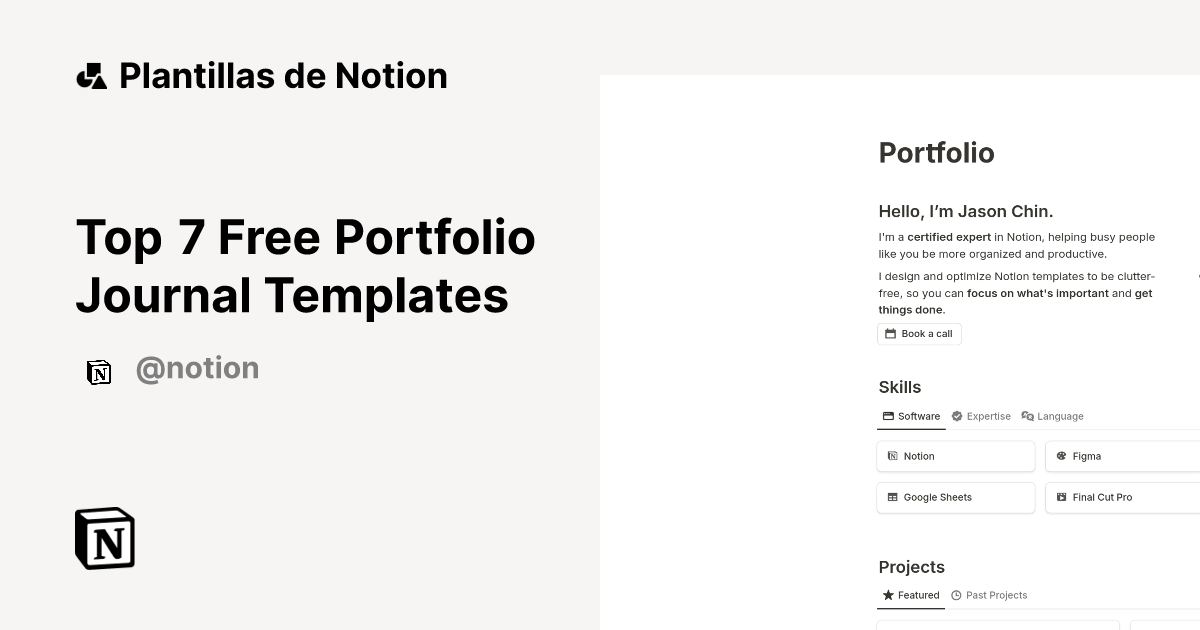 Top 7 Free Portfolio Journal Templates | Plantillas de Notion Marketplace