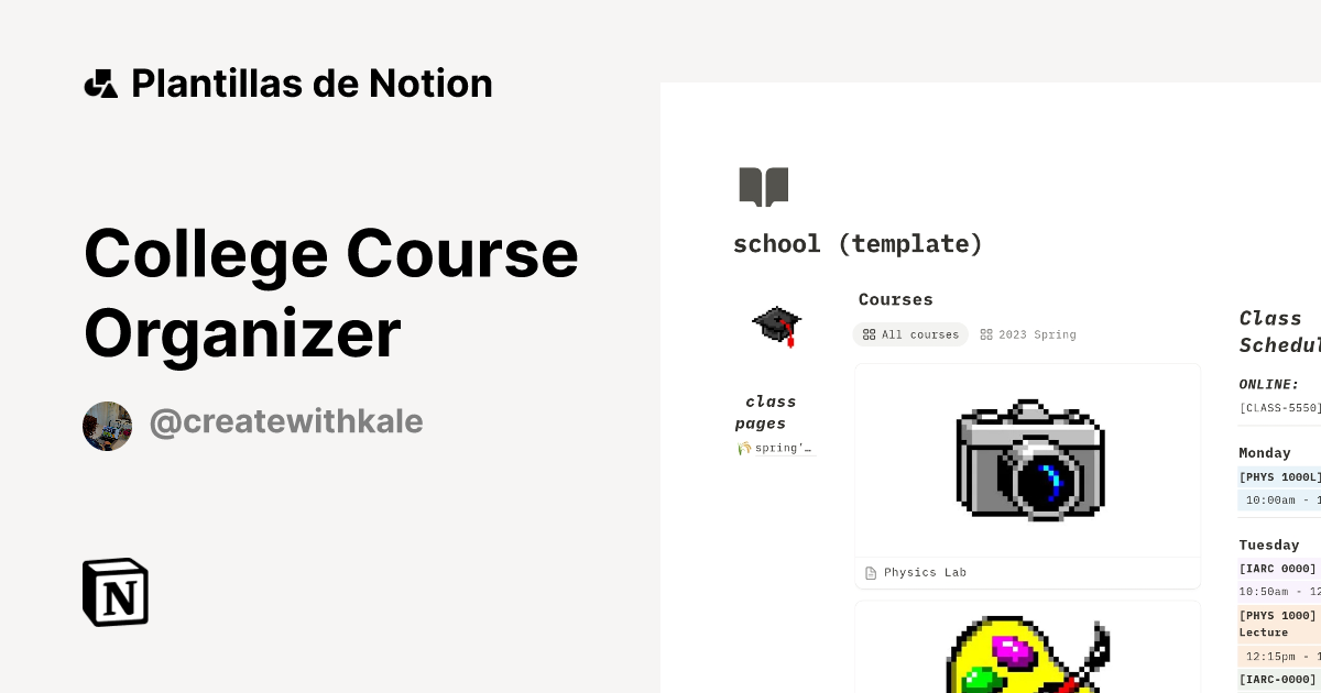 Plantilla College Course Organizer | Notion Marketplace